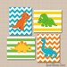 Dinosaurs Nursery Decor Dinosaur Wall Art Teal Blue Green Orange Yellow ...