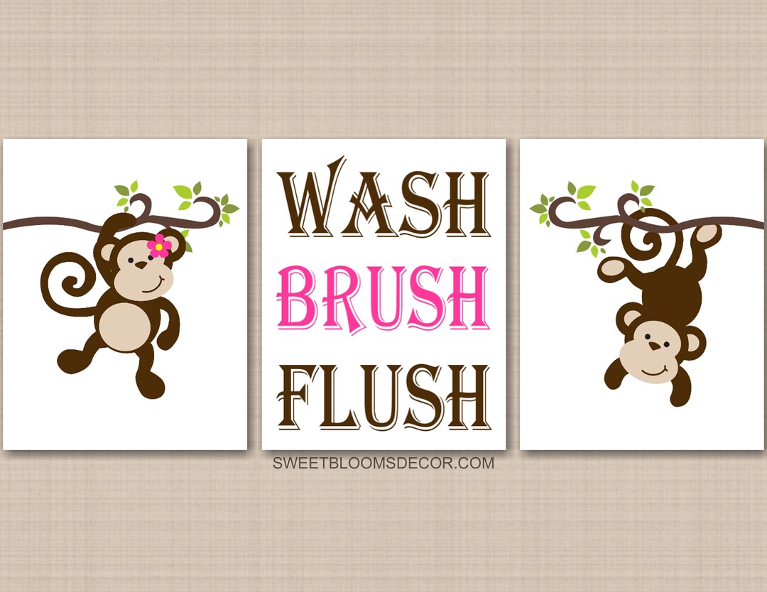 Monkey Bathroom Wall Art,monkey Bathroom Wall Decor,brother Sister ...