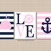Nautical Girl Nursery Wall Art Navy Blue Pink Whale Anchor Love Girl ...