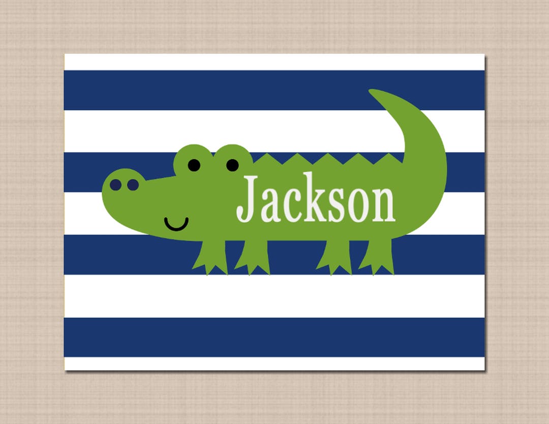 Alligator Nursery Wall Art Alligator Nursery Decor Navy Blue Green ...