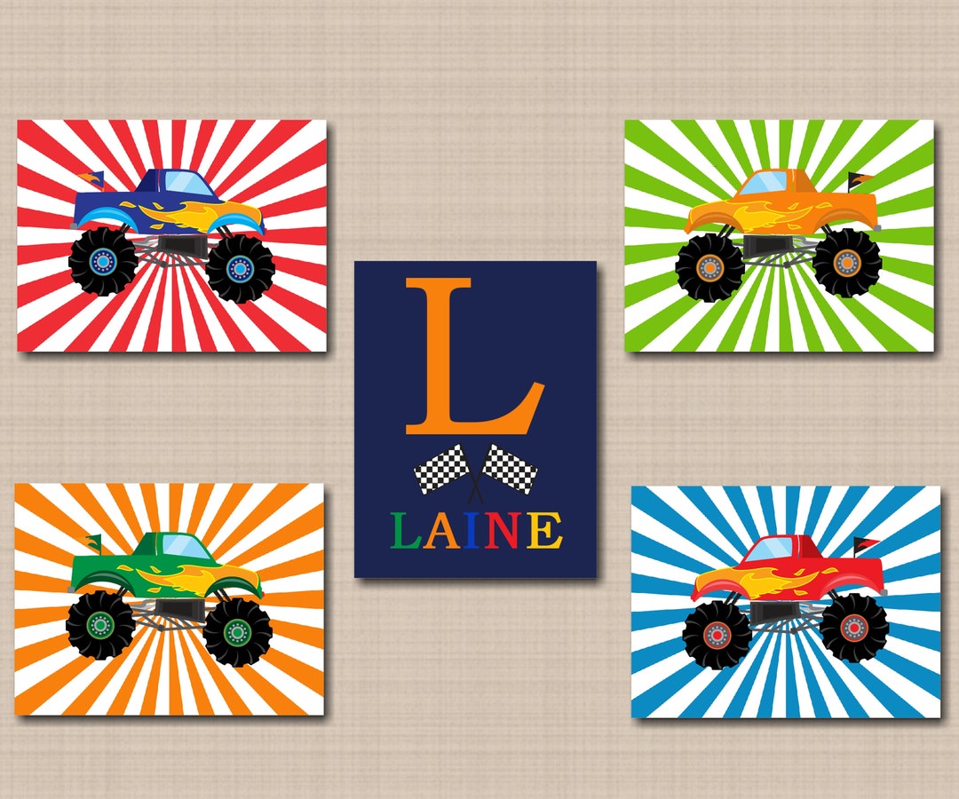 Monster Trucks Wall Art,transportation Wall Art,monster Trucks Kids ...