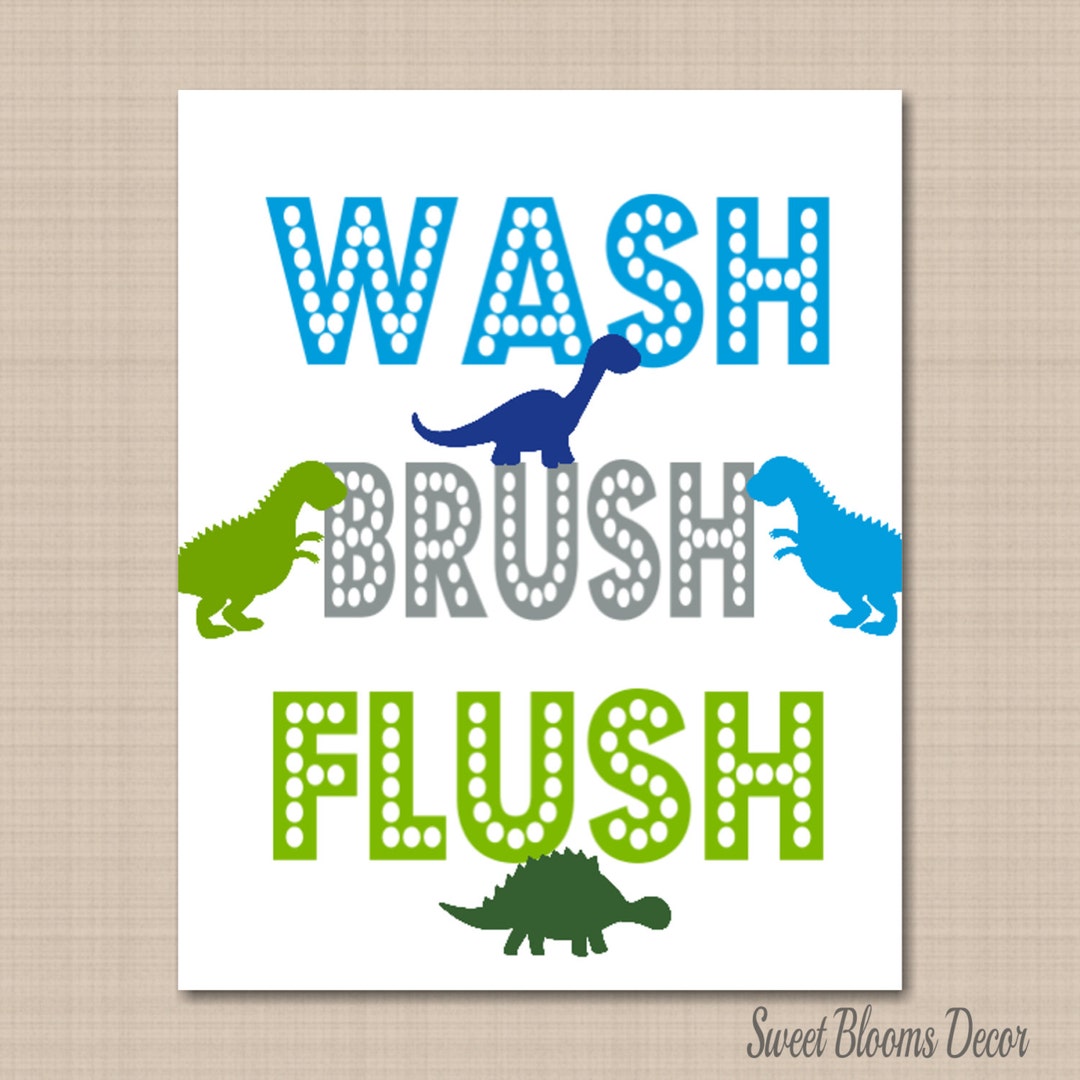 Dinosaur Bathroom Wall Art,dinosaur Kids Bathroom Wall Art,boy Bathroom ...