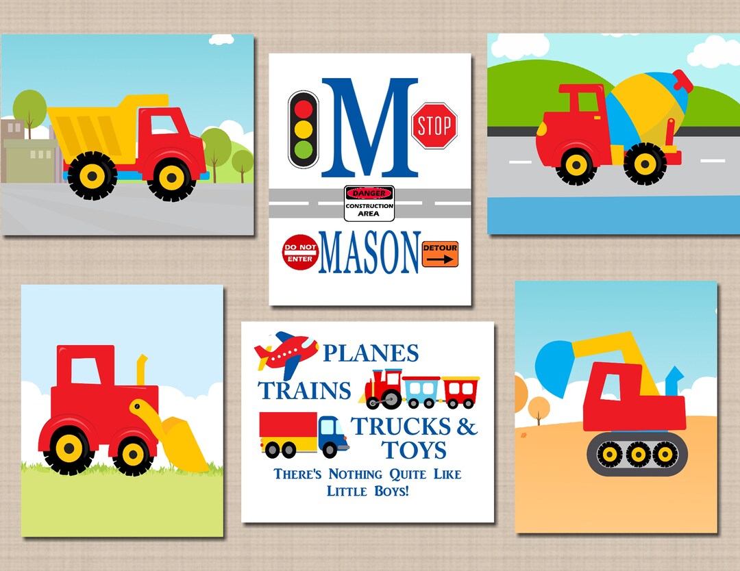 Construction Wall Art Trucks Wall Art Transportaion Wall Art Dump ...