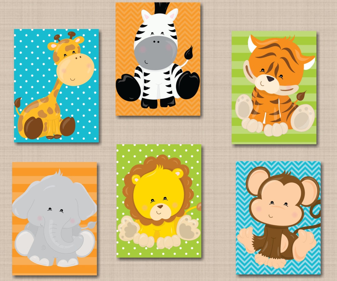 Jungle Animals Nursery Wall Art Safari Nursery Wall Art Zoo Animals ...