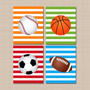Sports Nursery Wall Art Decor Soccer Football Baseball Basketball ...