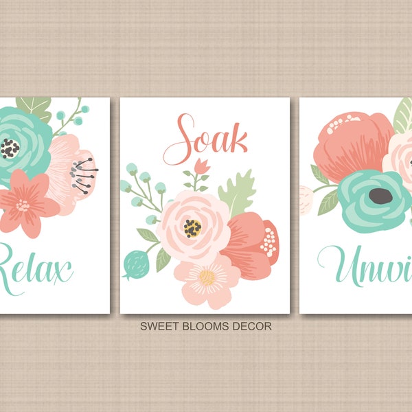 Coral Teal Gray - Etsy