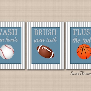 Sports Bathroom Decor,kids Sports Bathroom Wall Art,soccer Football ...