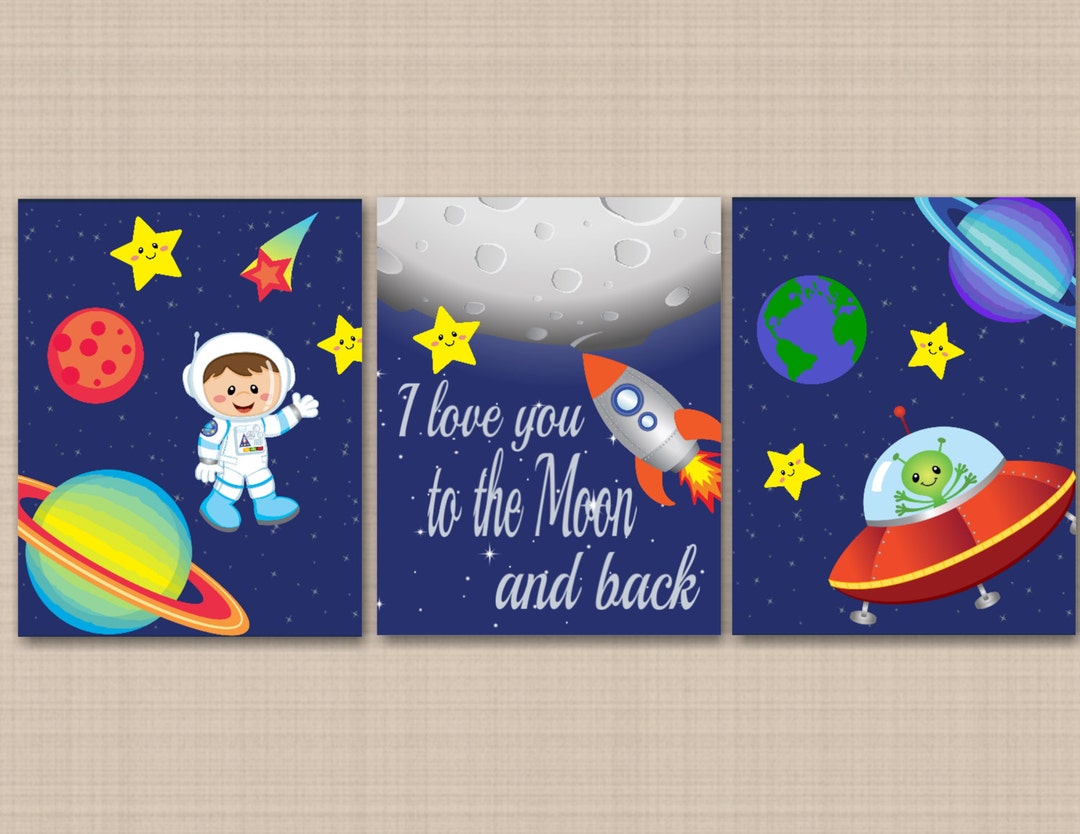 Space Kids Nursery Wall Art Out of This World Astronaut Outerspace ...