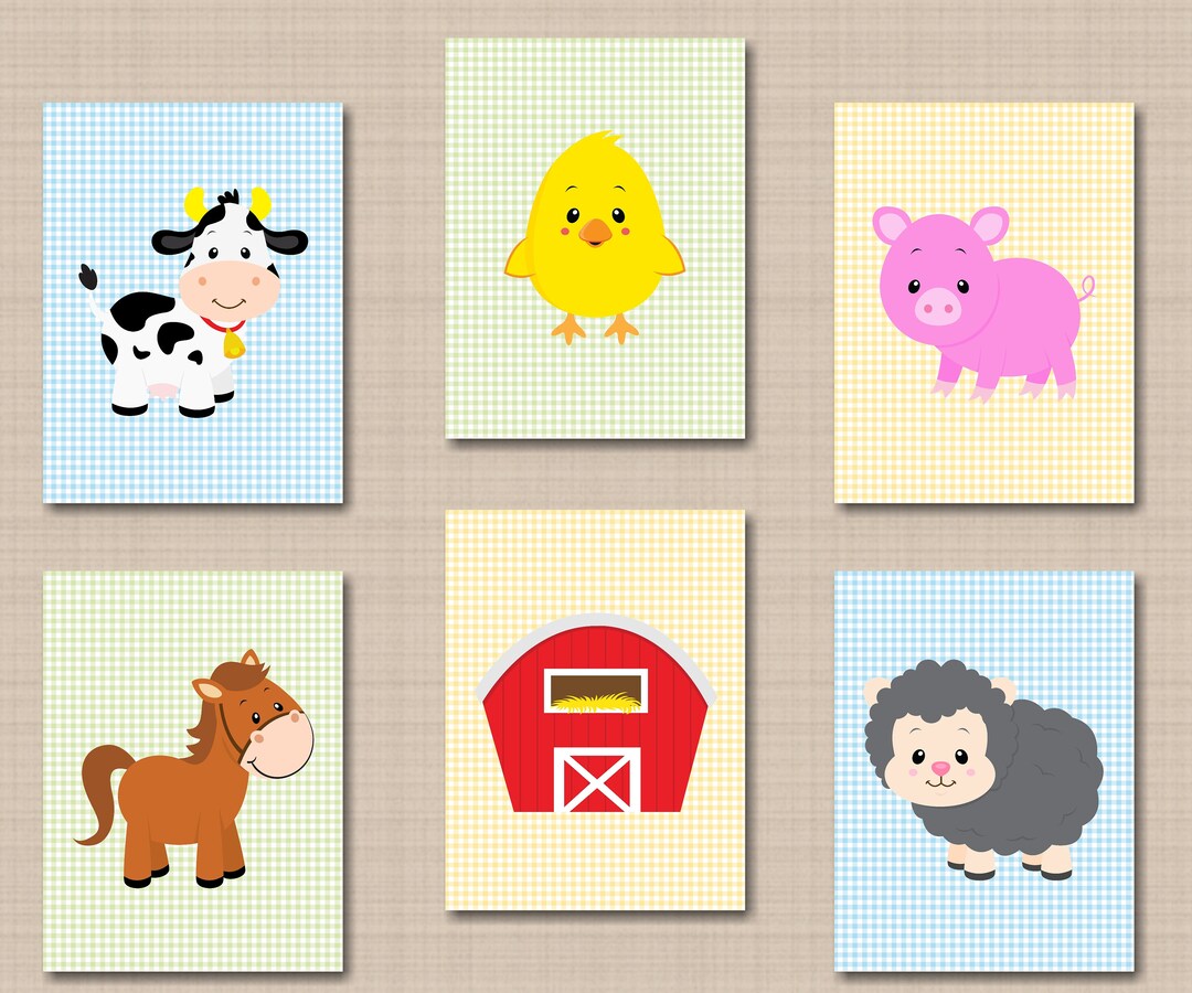 Farm Animals Nursery Wall Art,farm Animals Nursery Decor,barnyard ...