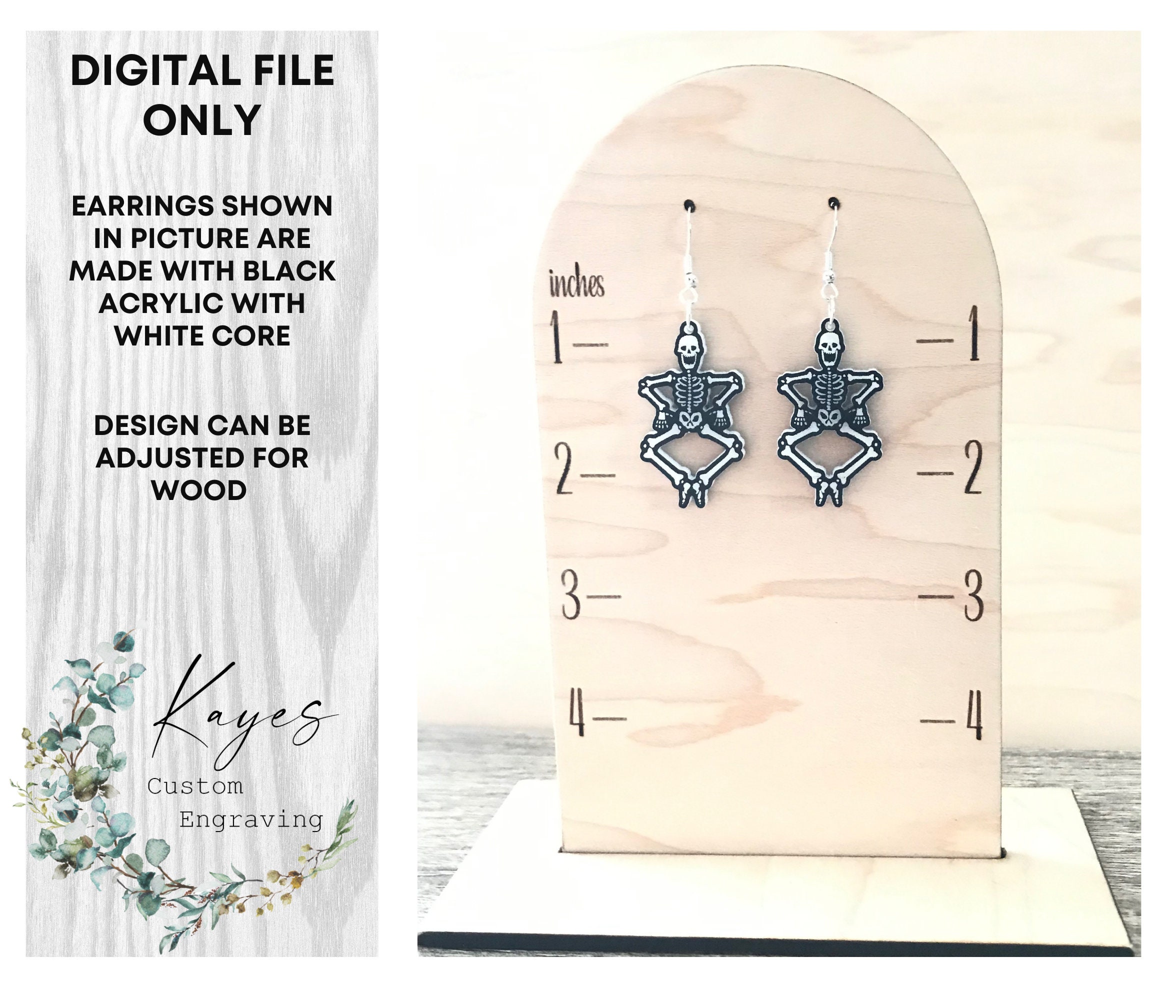 Dancing Skeleton Dangle Earrings SVG -digital File Only, Instant Download, Laser Cut File ...