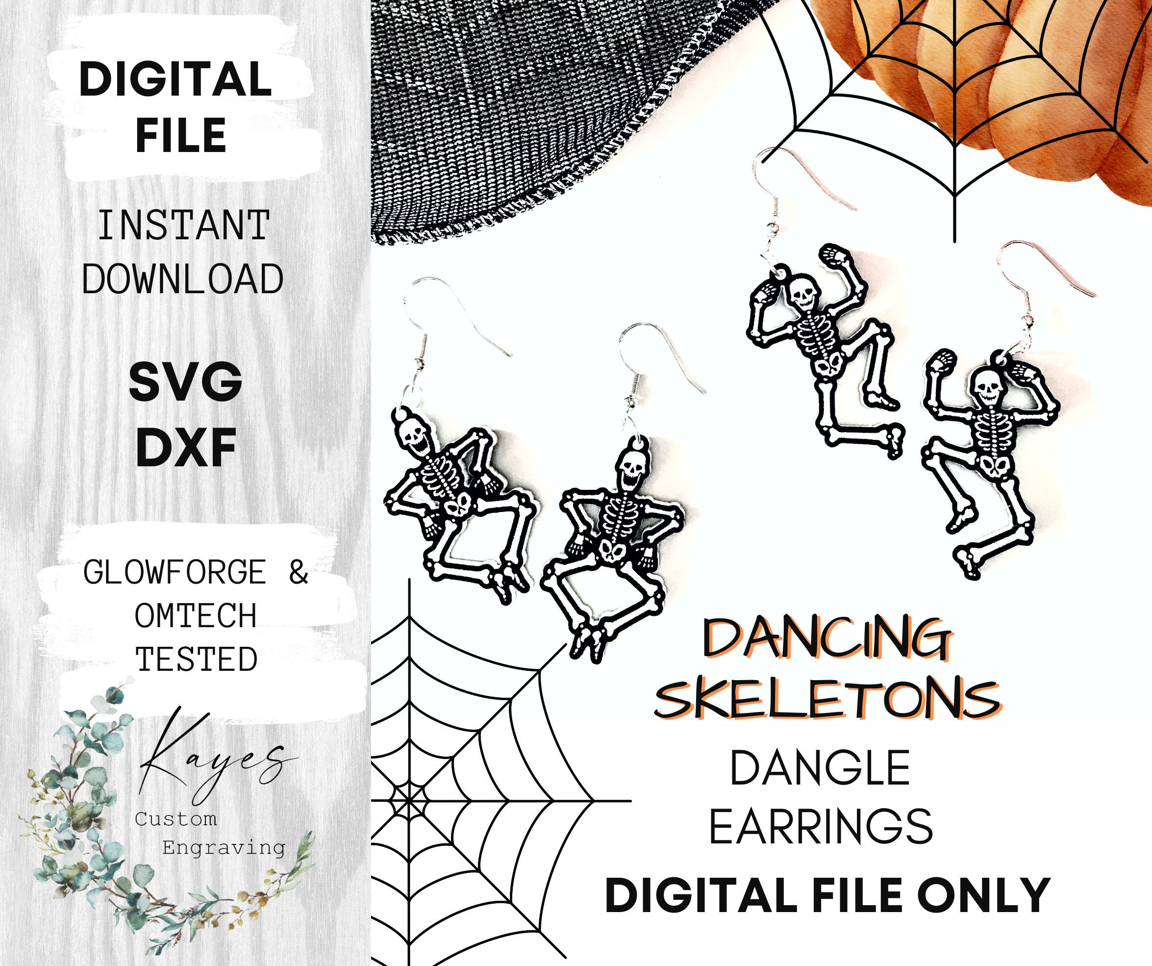 Dancing Skeleton Dangle Earrings SVG -digital File Only, Instant ...
