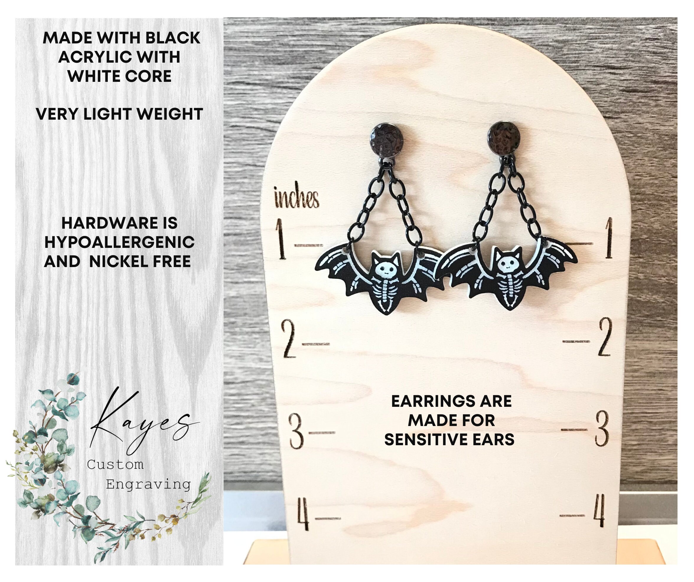 Flying Bats Skeleton Dangle Earrings SVG -digital File Only, Instant ...