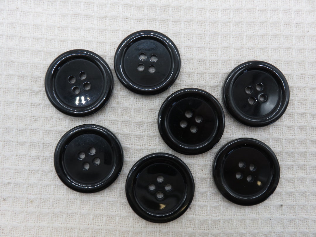 30mm Black Round Buttons, Set of 7 Large Button With Holes, DIY Sewing ...