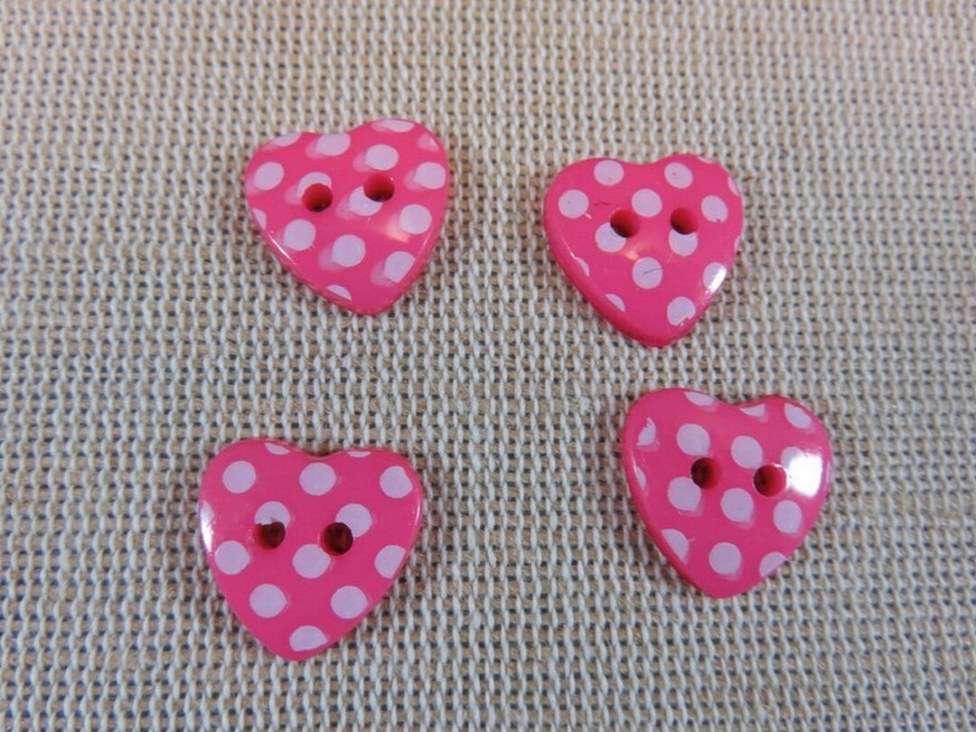 9 15mm Pink Heart Buttons in Resin Set of 9 Fancy Sewing - Etsy