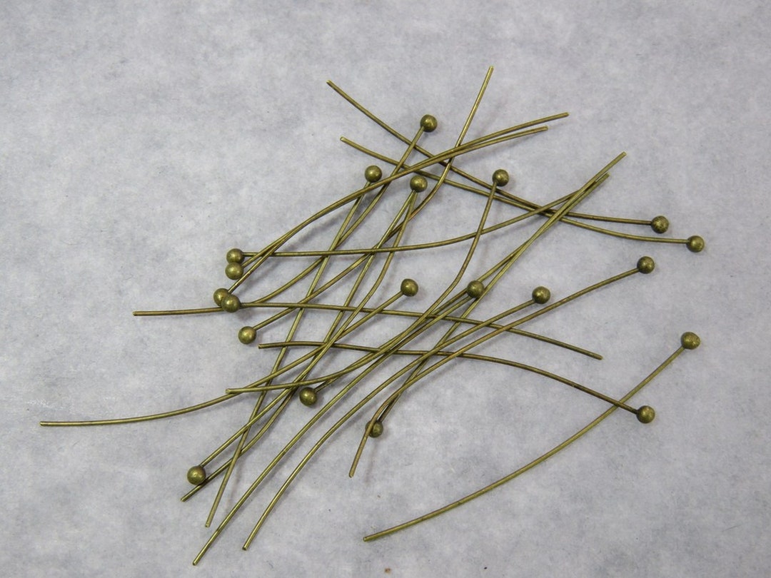 50 Nails Metal Bronze Ball Head Rods Set of 50 Primer for DIY Jewelry ...