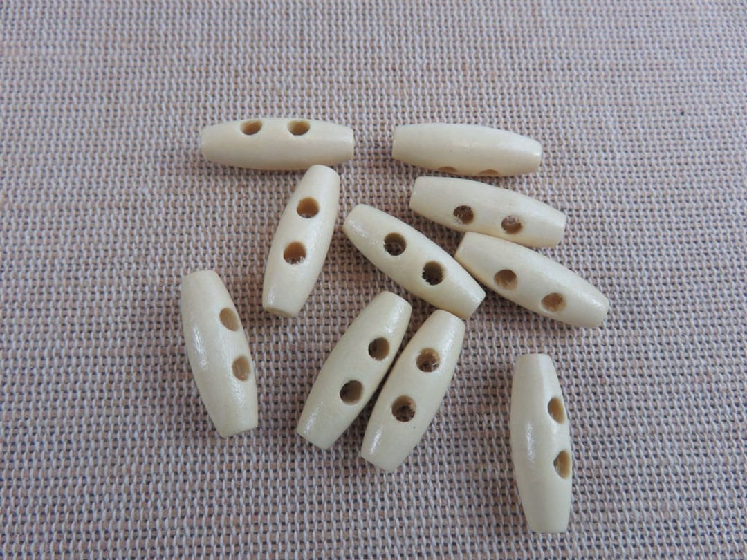 10 Wooden Toggle Buttons 20mmx7mm, Set of 10 or 20 Sewing Buttons ...