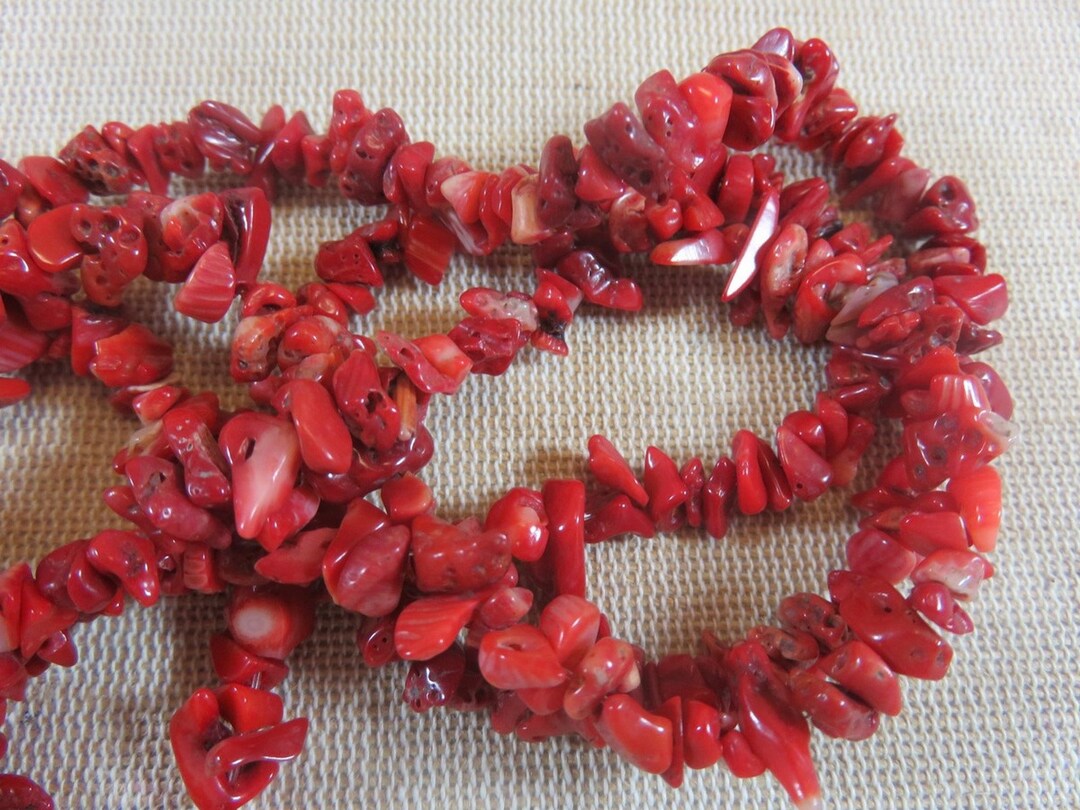 Irregular Red Coral Chip Beads 5mm to 11mm, Set of 25 Natural Beads ...