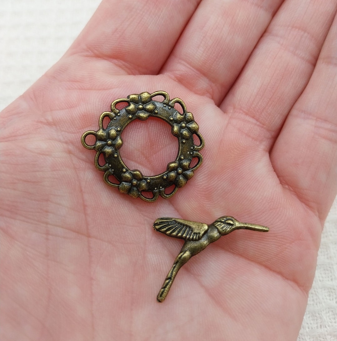 3 Toggles Hummingbird Bird Antique Bronze Metal Clasps, Set of 3 Toggle ...