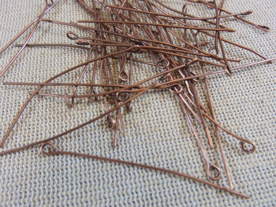 50 Nails Rods Loop Head 50mm Copper Color Set of 50 Eye Rods Primer for ...