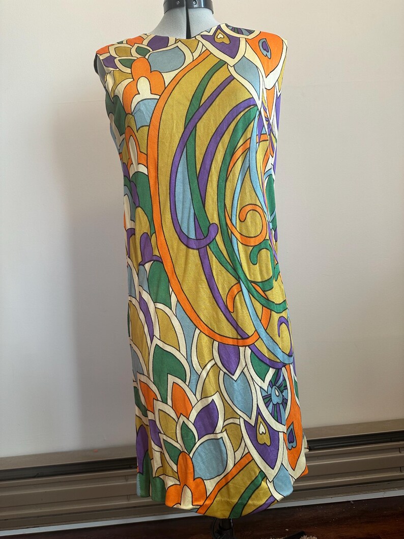 70s Vintage Geometric Shift Dress - Etsy