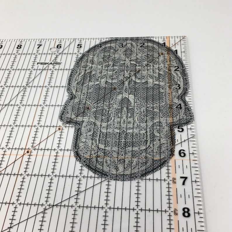 Lace-work Embroidered Skull Large Sew-on Patch or Applique on Net Base ...