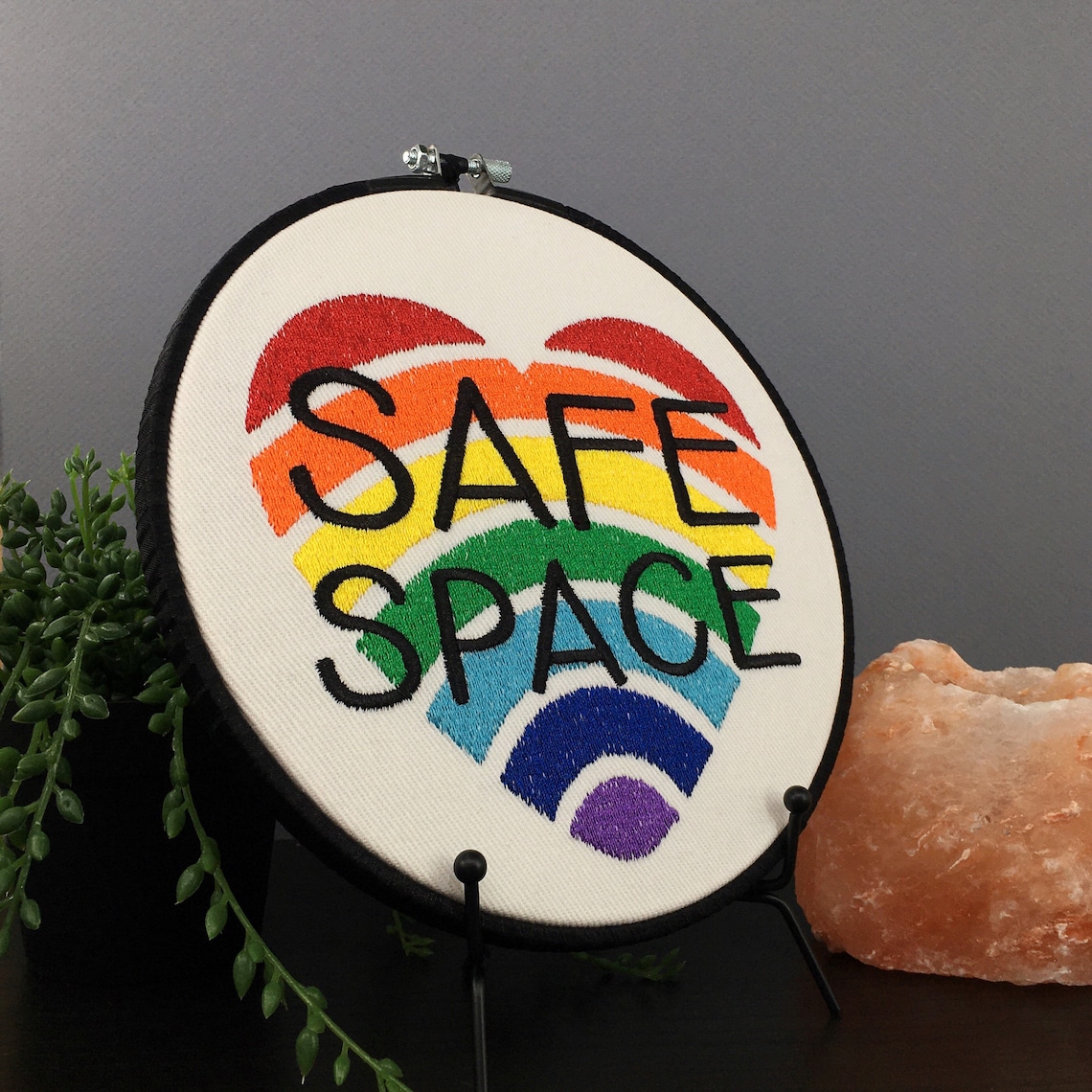 Safe Space Embroidered Hooped Wall Hanging for Business | Etsy