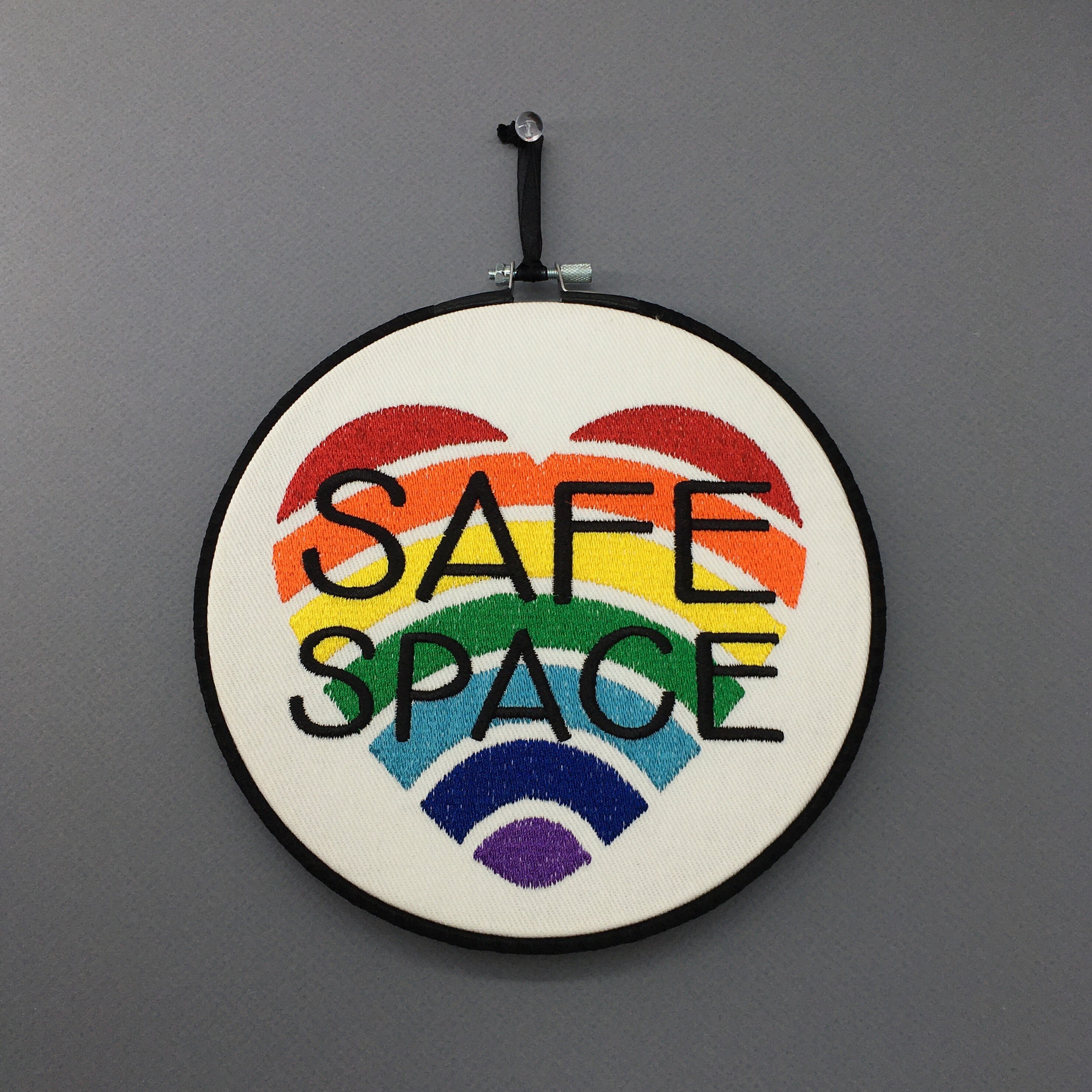 Safe Space Embroidered Hooped Wall Hanging for Business | Etsy