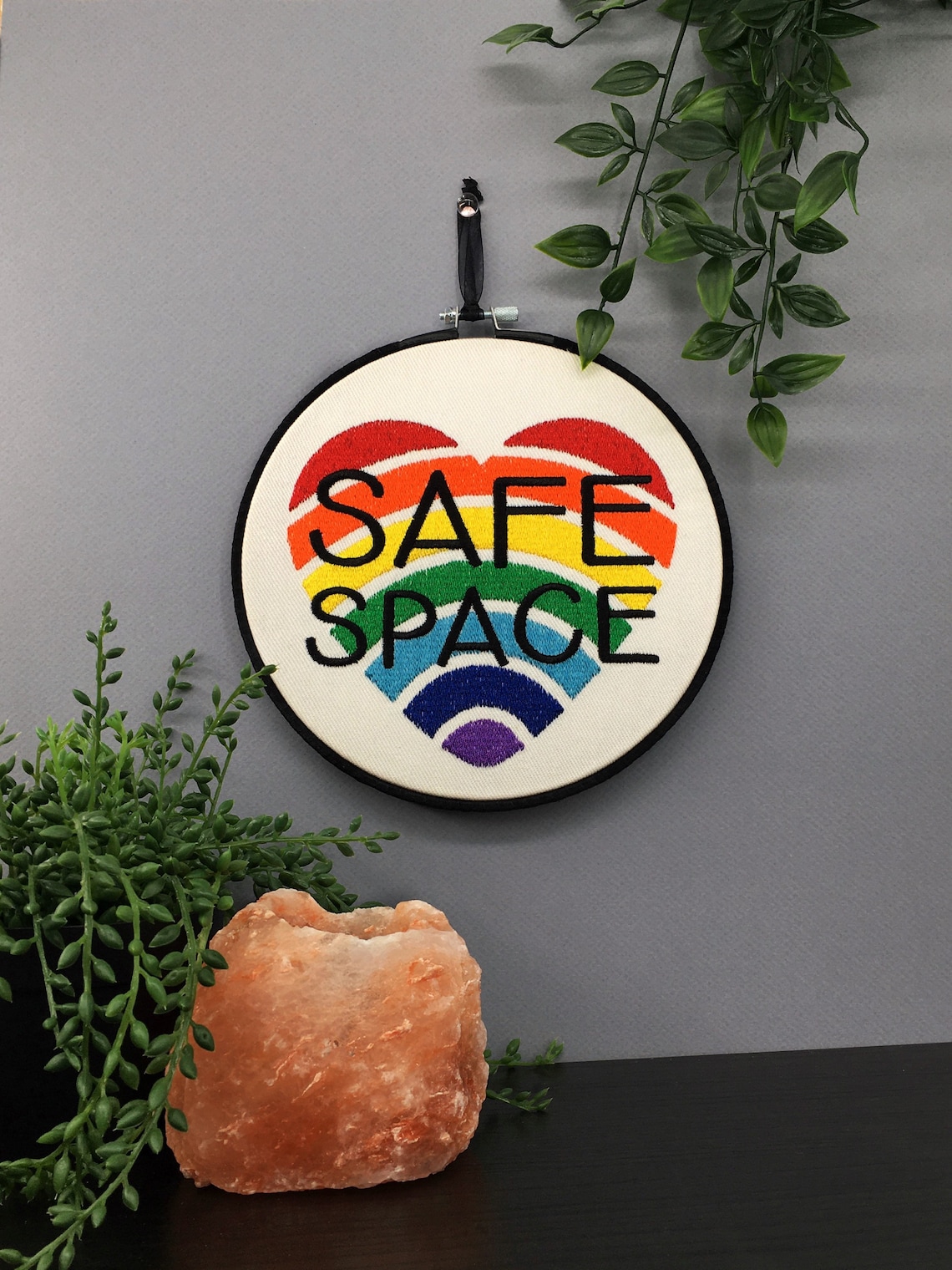 Safe Space Embroidered Hooped Wall Hanging for Business | Etsy