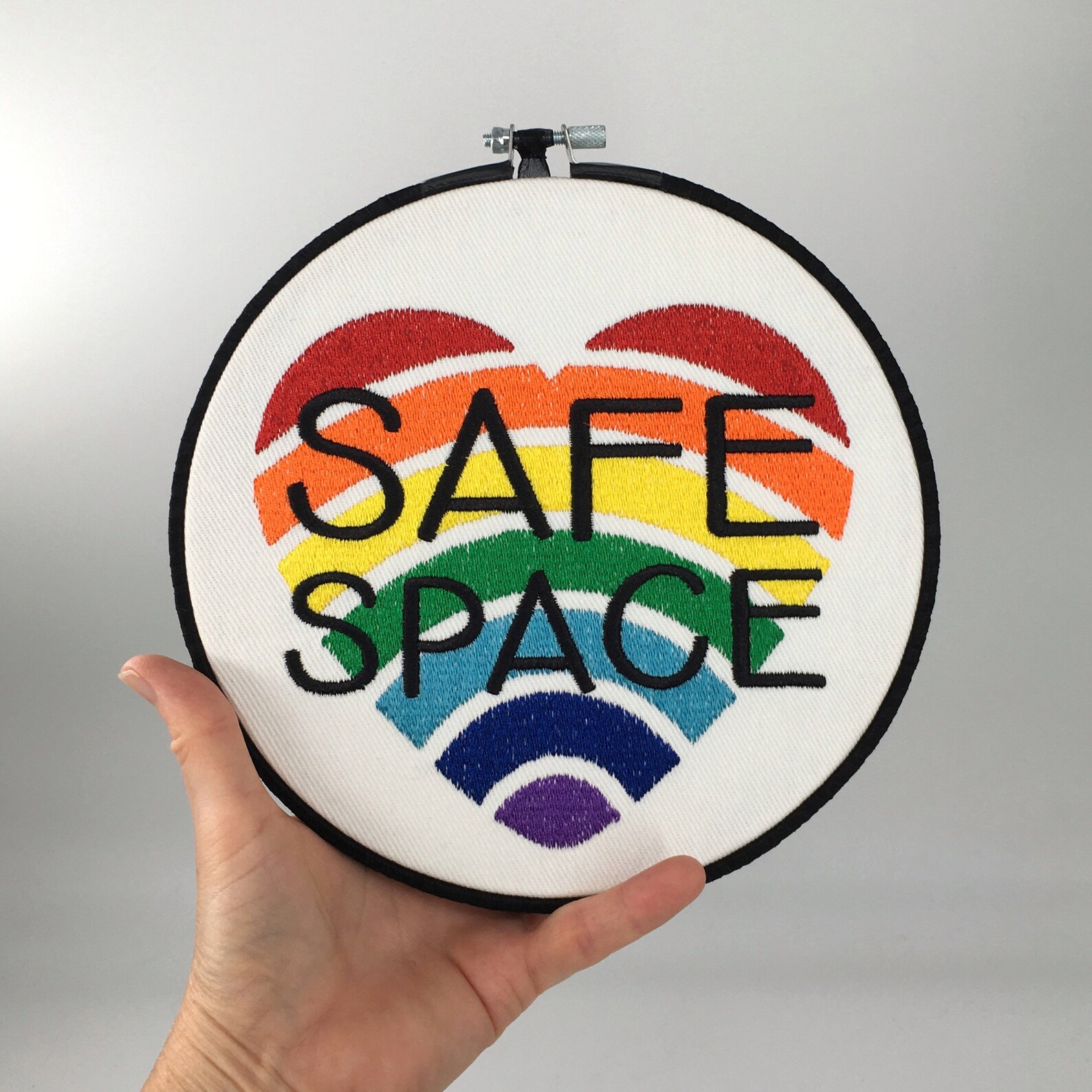 Safe Space Embroidered Hooped Wall Hanging for Business | Etsy