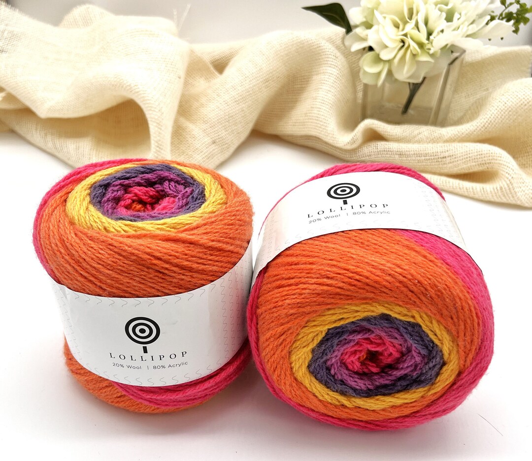 Hobbii Lollipop Premium Acrylic Yarn, Augusta 08 Long Gradient Color ...