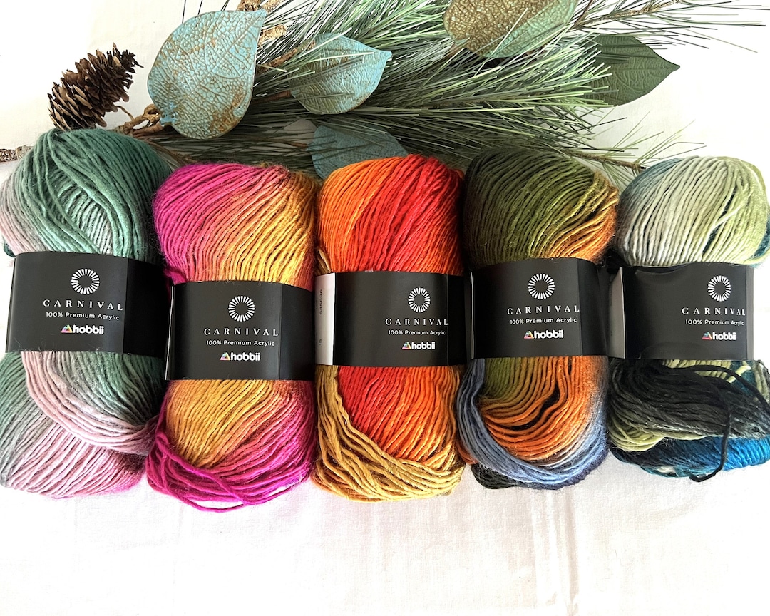 Hobbii Carnival Premium Acrylic Yarn, Bright Color Changing DK Weight ...