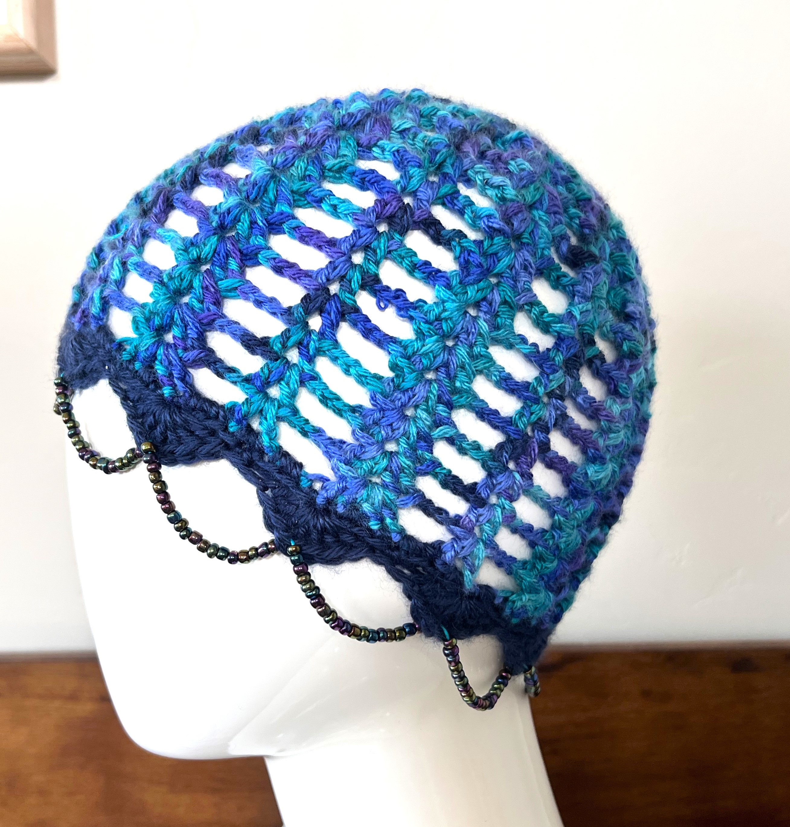 Flapper Hat With Beads Crochet Juliet Cap Roaring 20s - Etsy