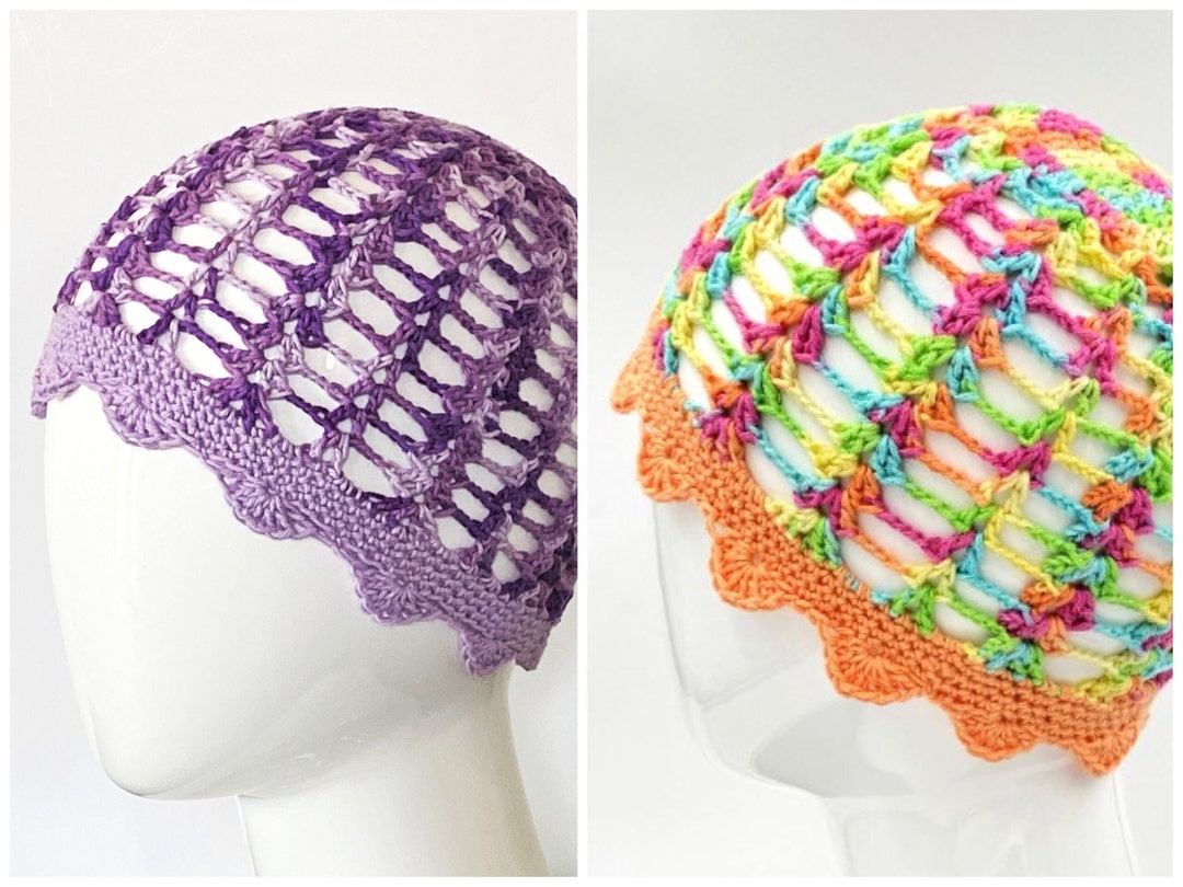 Crochet Cloche Beanie in Purple or Pastel Rainbow, 1920s Flapper Style ...