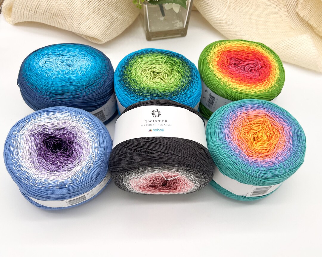 Hobbii Twister Yarn Choice of 3 Colors, Long Gradient Cake Yarn Cotton ...