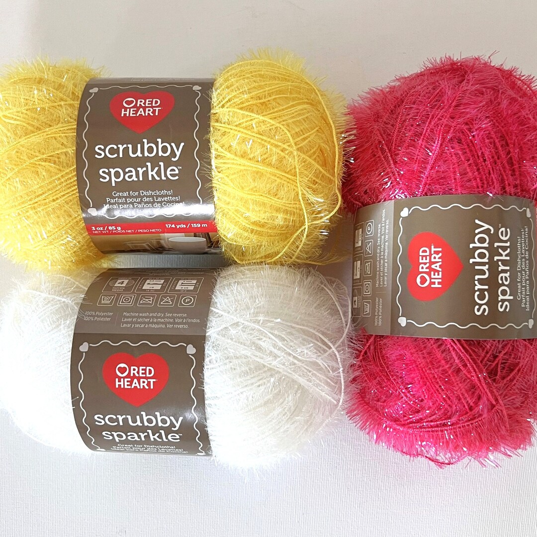 Red Heart Scrubby Sparkle Yarn for Dishcloths, Destash Polyester ...