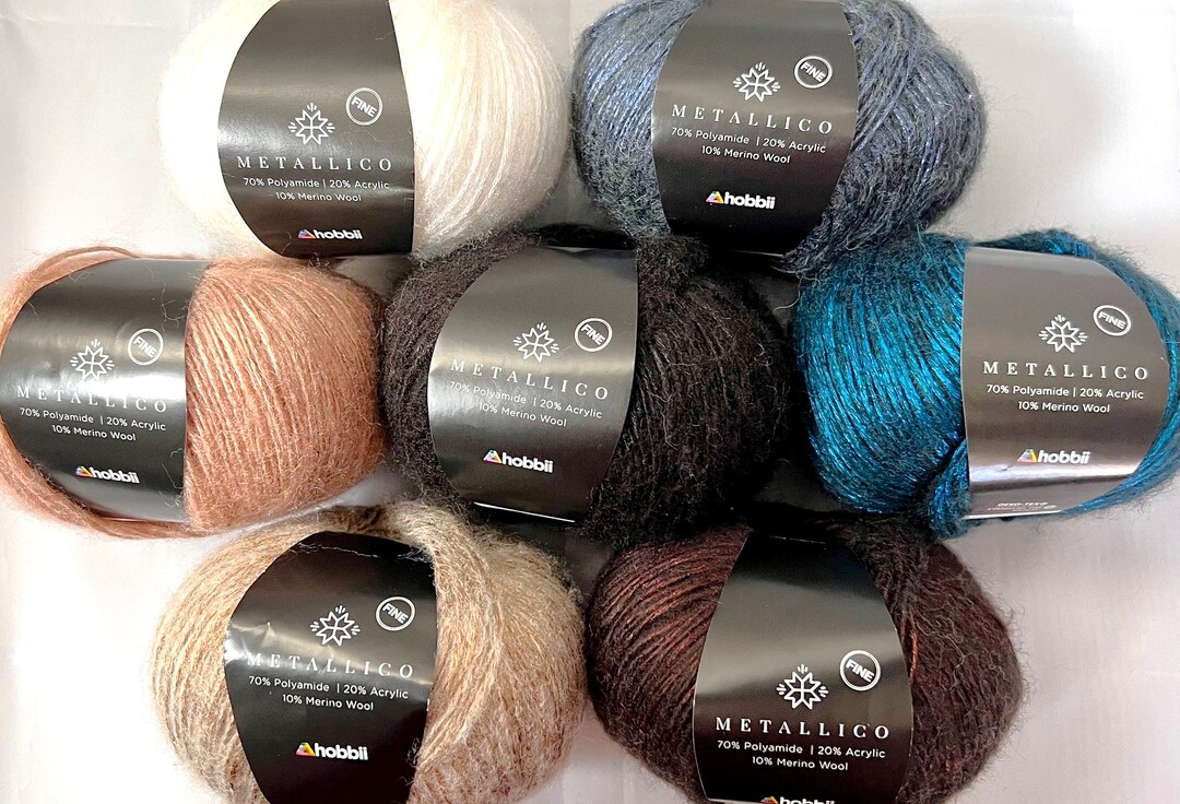 Hobbii Metallico Fine Yarn, Choice of 4 Colors, Shiny Elegant Sport ...