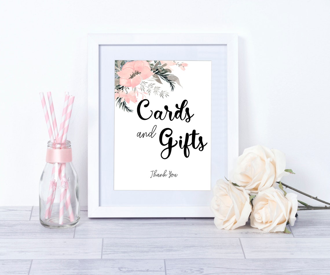 Cards and Gifts Sign: Floral Wedding Reception Decor (digital Download ...