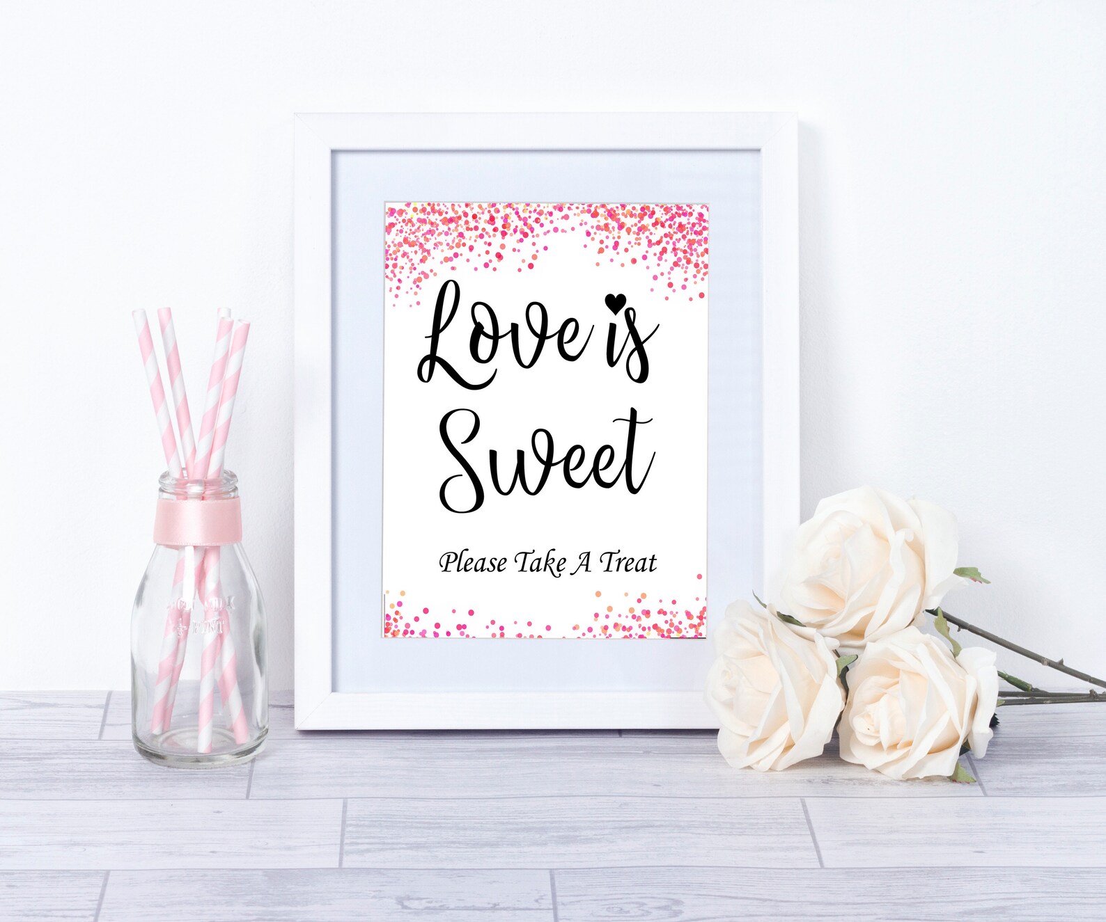 Love is Sweet Sign, Love is Sweet Bridal Sign, Sunset Color Bridal ...