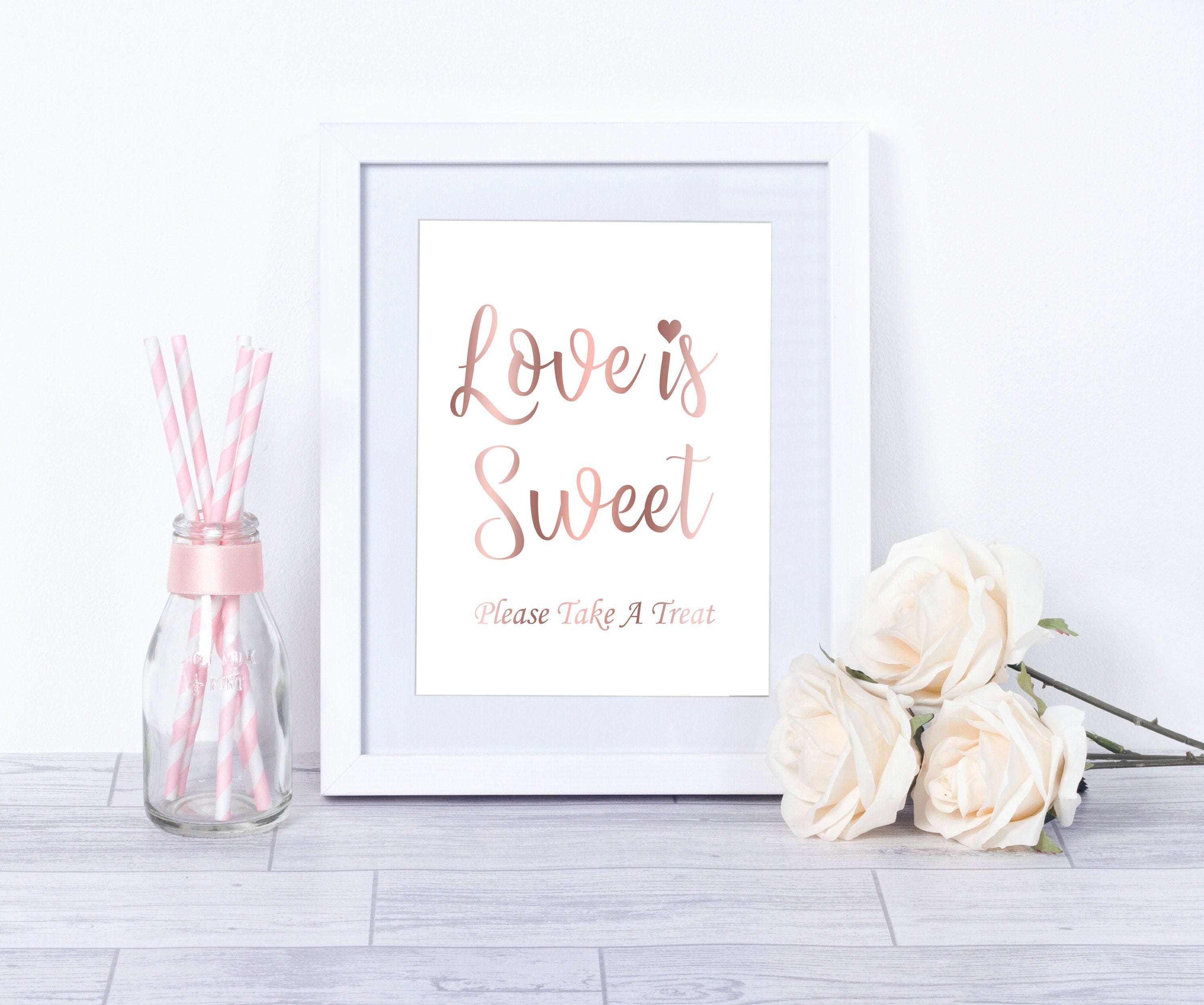 Love is Sweet Sign Love is Sweet Bridal Sign Rose Gold | Etsy
