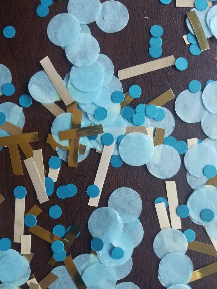 Baby Shower Confetti Bridal Shower Confetti Blue and Gold - Etsy