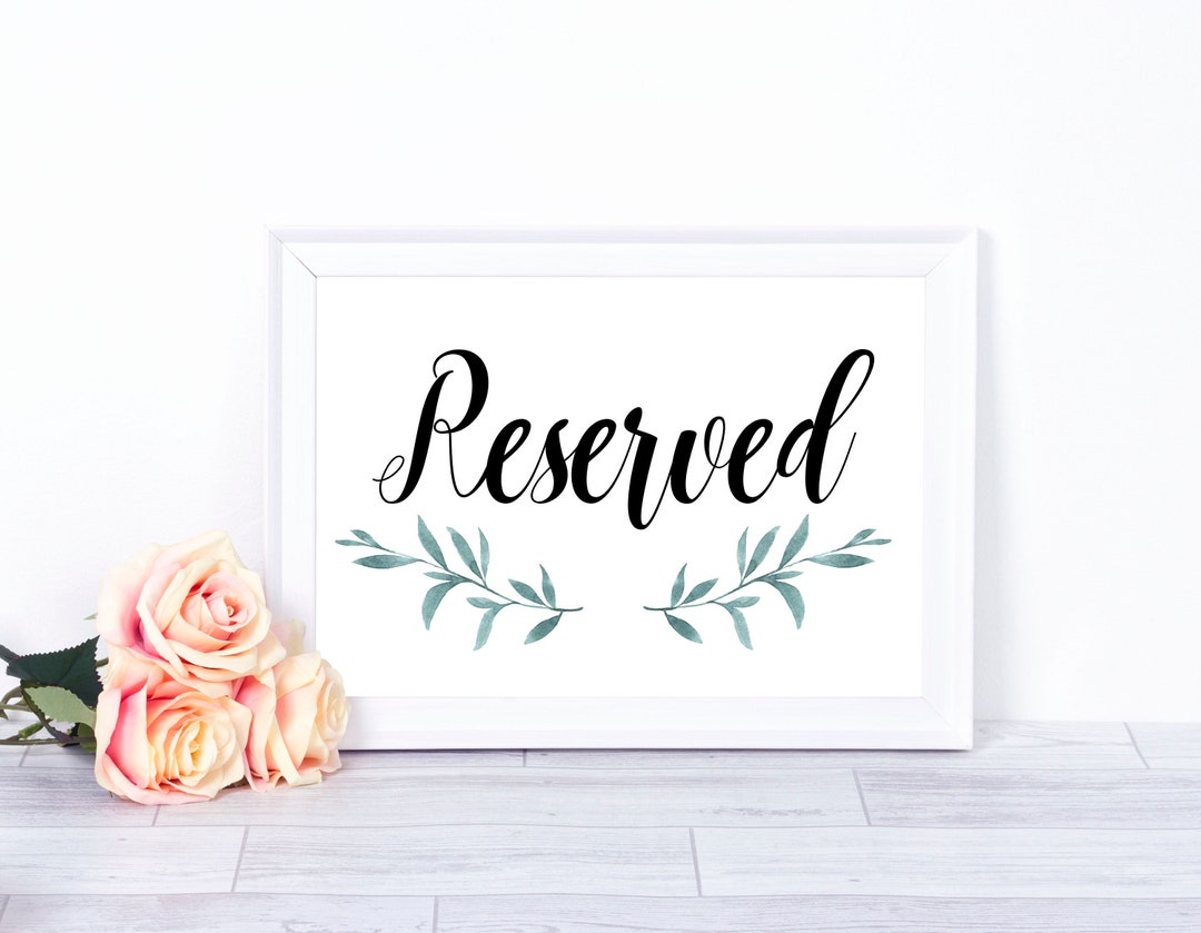Reserved Sign Printable, Instant Download, DIY Wedding, Reserved Folded ...