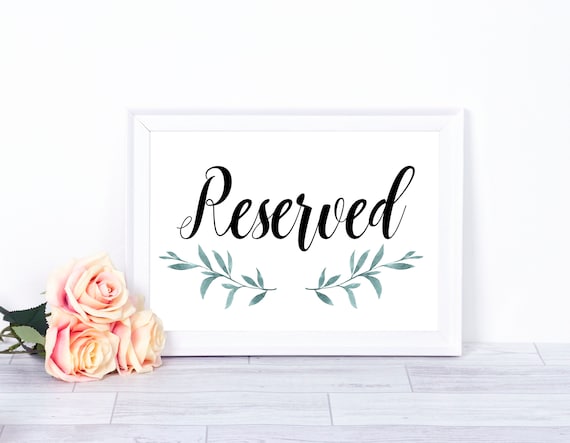 Reserved Sign Printable Instant Download DIY Wedding | Etsy