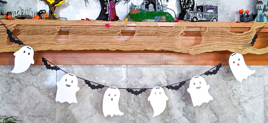 Ghost Banner, Halloween Banner, Ghost Garland, Bat and Ghost Banner ...