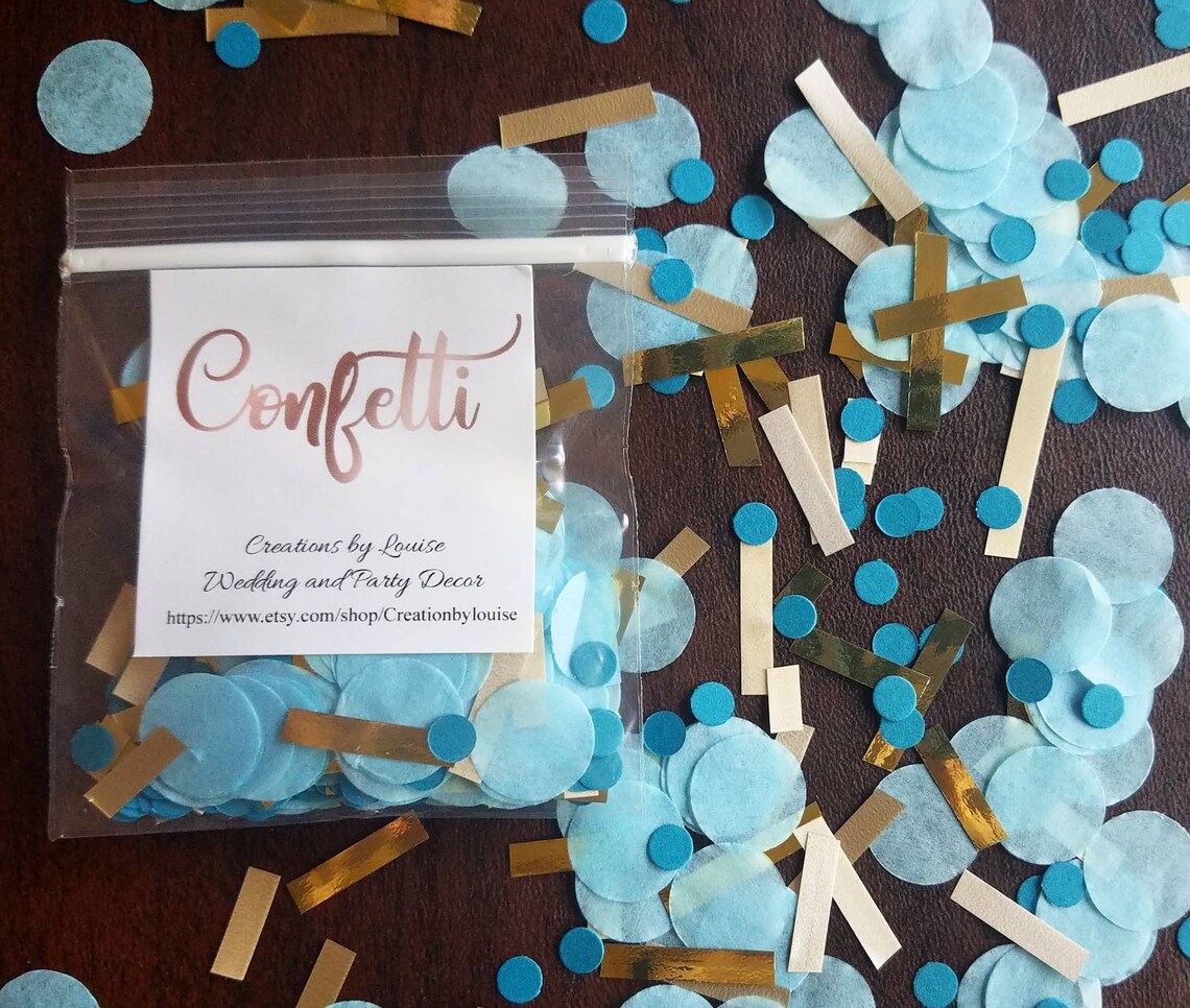 Baby Shower Confetti Bridal Shower Confetti Blue and Gold - Etsy