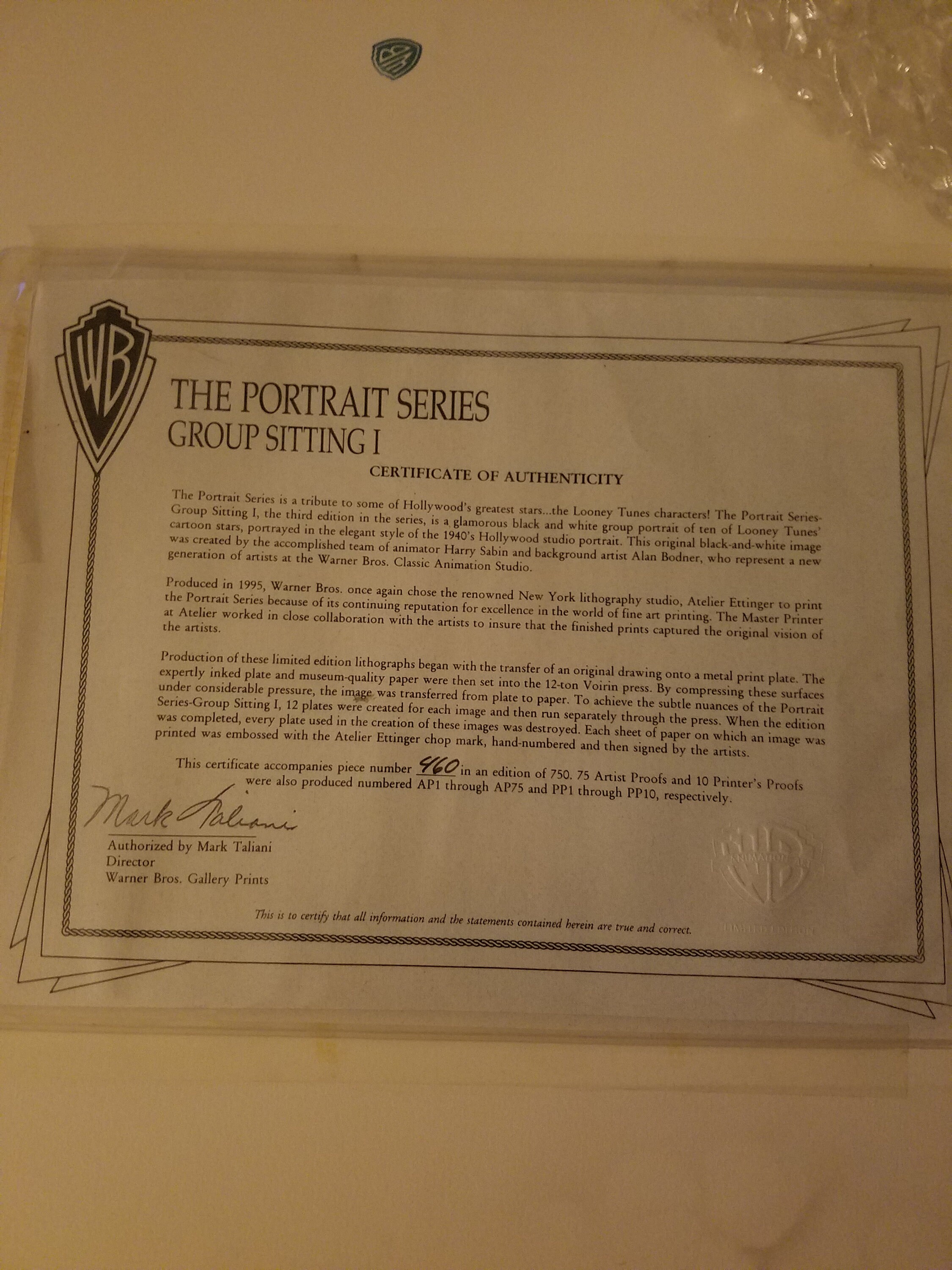 Warner Brother's Portrait Series Group Sitting Signed, Numbered With ...