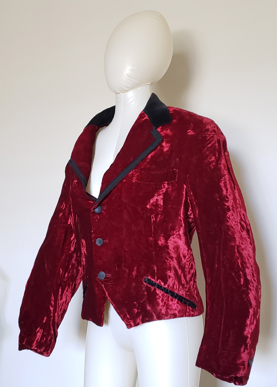 Vintage 1960's Red Crushed Velvet Tuxedo Jacket - Etsy