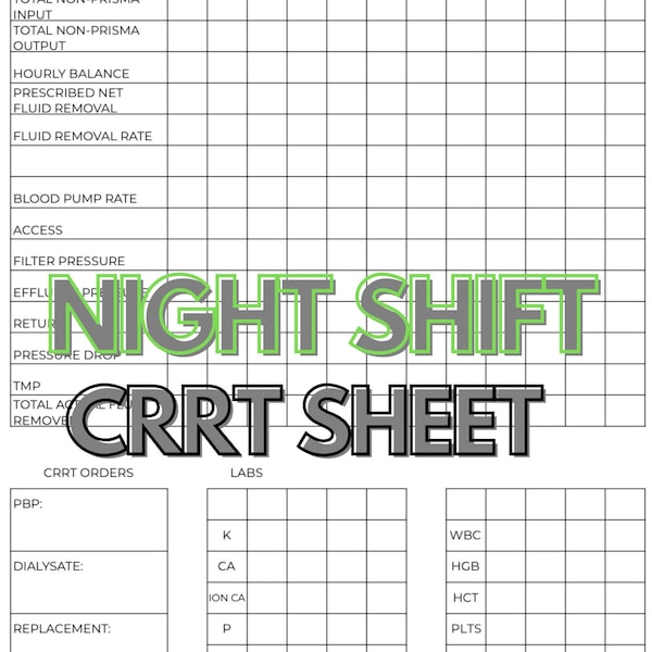 Crrt Sheet - Etsy