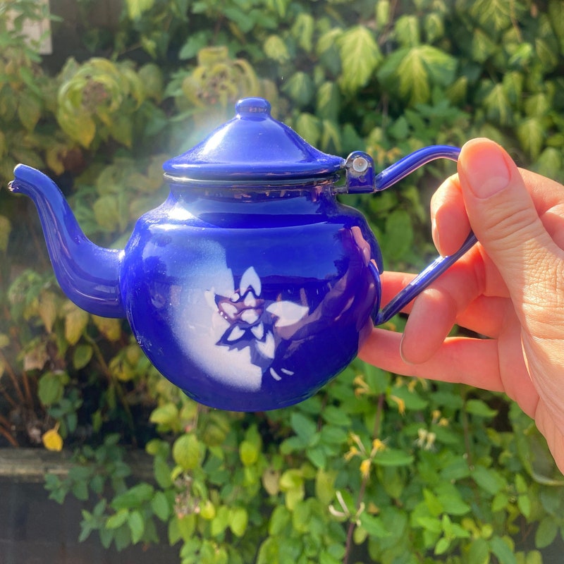 Blue Enamel Teapot - Etsy