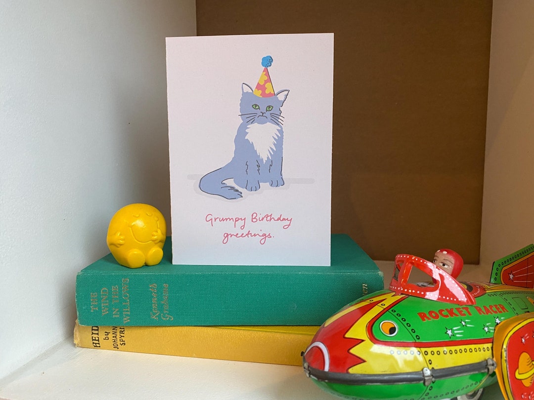 Grumpy Birthday Greetings, A Birthday Card Featuring a Grumpy Cat in a ...