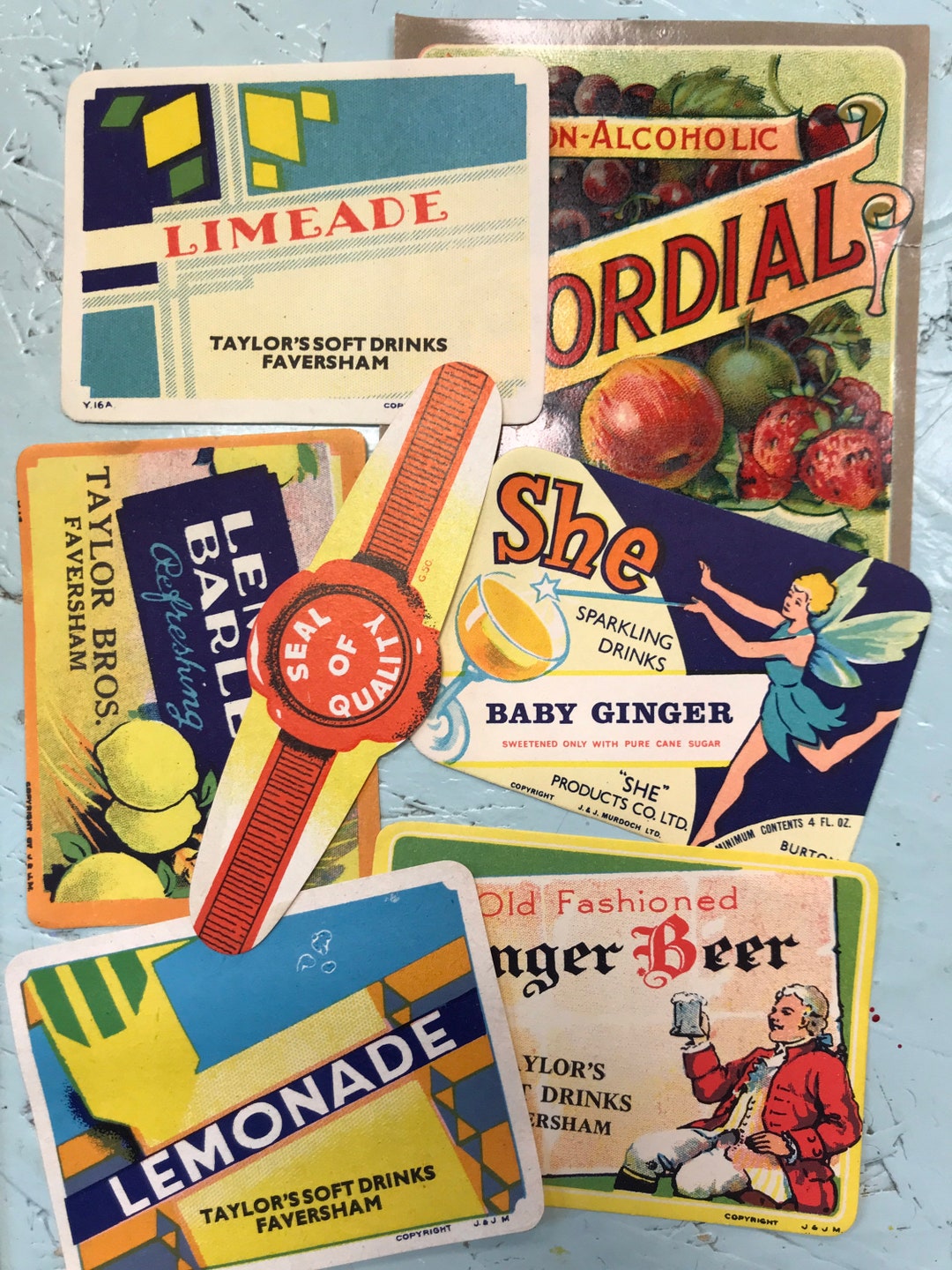 Vintage Paper Labels Mixed Set of 5, Taylors of Faversham, Vintage ...